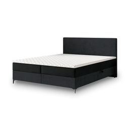 BOXBETT TORREL 140x200 cm mit Matratze und Topper - Schwarz