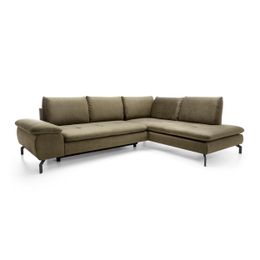 ECKSOFA VOLO Gr&uuml;n Pl&uuml;sch-Stoff mit Schlaffunktion