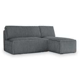 ECKSOFA BRISO T Grau Kordstoff mit Schlaffunktion