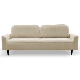 BETTSOFA FILO Beige Velours-Stoff mit Schlaffunktion