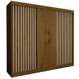 SCHWEBET&Uuml;RENSCHRANK LAMELLO 240/216/61 cm 3-t&uuml;rig Eiche Artisan