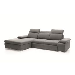 ECKSOFA GUIDO Grau Velours-Stoff mit Schlaffunktion