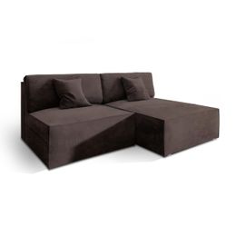 ECKSOFA FIORO M Braun Velours-Stoff mit Schlaffunktion