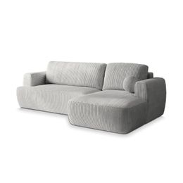 ECKSOFA SENTI P R-S Hellgrau Kordstoff mit Schlaffunktion