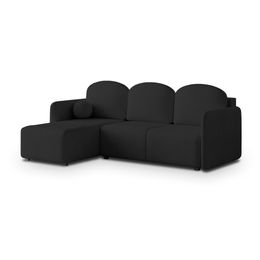 ECKSOFA SUVINO Schwarz Geflochtener Stoff mit Schlaffunktion