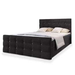 BOXBETT SLAT 180x200 cm mit Matratze und Topper - Schwarz