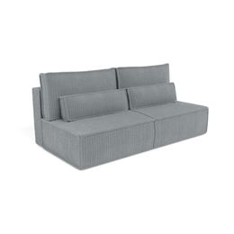 BETTSOFA LINO Grau Kordstoff mit Schlaffunktion