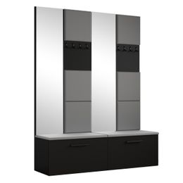 GARDEROBENSCHRANK MODULO 161,2/204/40 cm Modern Garderobe-Set Schwarz
