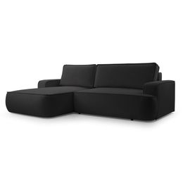 ECKSOFA SOLO Schwarz Boucle-Stoff mit Schlaffunktion