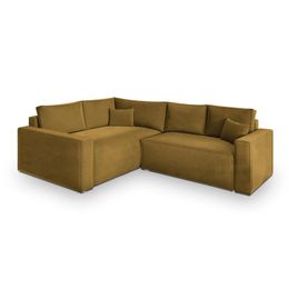 ECKSOFA ERONIS L-S Gelb Velours-Stoff mit Schlaffunktion
