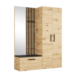 GARDEROBENSCHRANK MODULO 160,6/204/40 cm Modern Garderobe-Set Eiche Artisan