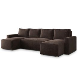WOHNLANDSCHAFT ASPRA LM Braun Chenille mit Schlaffunktion
