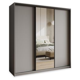 SCHWEBET&Uuml;RENSCHRANK TAVI 200/205/60 cm 3-t&uuml;rig mit Spiegel Graphitfarben