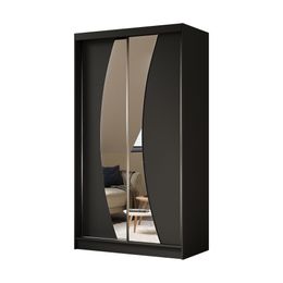 SCHWEBET&Uuml;RENSCHRANK VOCE 120/216/61 cm 2-t&uuml;rig mit Spiegel Schwarz