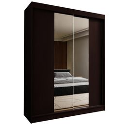 SCHWEBET&Uuml;RENSCHRANK LUCENZA 150/216/61 cm 2-t&uuml;rig mit Spiegel Wengefarben