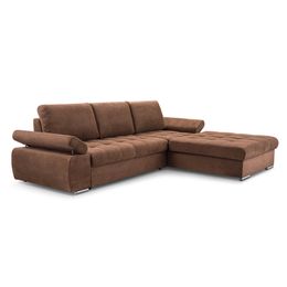 ECKSOFA SANDRO Orange Geflochtener Stoff mit Schlaffunktion