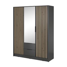DREHT&Uuml;RENSCHRANK NELIANA 155/200/51 cm 3-t&uuml;rig mit Spiegel Graphitfarben