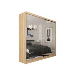 SCHWEBET&Uuml;RENSCHRANK FIORELLA 200/216/61 cm 2-t&uuml;rig mit Spiegel Sonoma Eiche