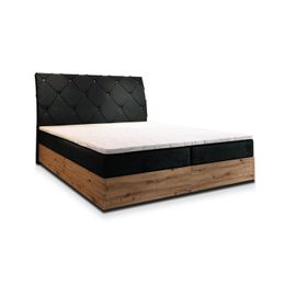 BOXBETT VELLANO 140x200 cm mit Matratze und Topper - Schwarz