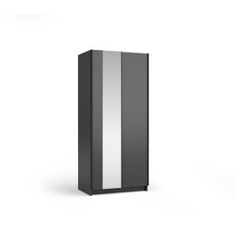 SCHWEBET&Uuml;RENSCHRANK CERON 80/182/54,6cm 2-t&uuml;rig mit Spiegel Schwarz