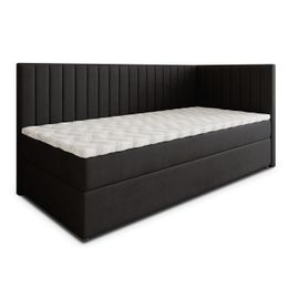 BOXBETT ARIS 90x200 cm mit Matratze und Topper, H2+H3 - Schwarz