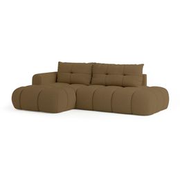 ECKSOFA FLUMA L-S Orange Boucle-Stoff mit Schlaffunktion