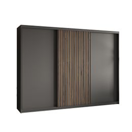 SCHWEBET&Uuml;RENSCHRANK VONTE 270/205/60 cm 3-t&uuml;rig mit Lamellen Schwarz