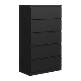 KOMMODE NUDO 70/124,5/39cm mit 5 Schubladen T&uuml;ren Schwarz