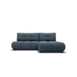 ECKSOFA CORSO R-S Blau Boucle-Stoff mit Schlaffunktion