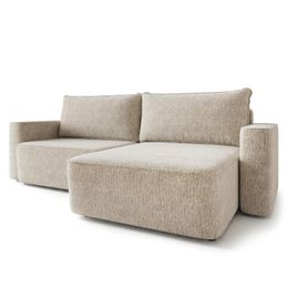 ECKSOFA BELISE BL Creme Chenille mit Schlaffunktion