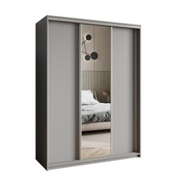 SCHWEBET&Uuml;RENSCHRANK TAVI 150/205/60 cm 3-t&uuml;rig mit Spiegel Graphitfarben