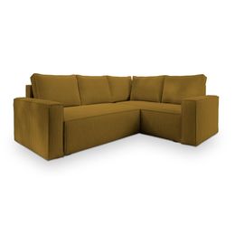 ECKSOFA ESTANO R-S Gelb Kordstoff mit Schlaffunktion
