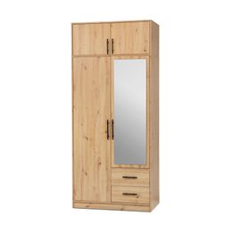DREHT&Uuml;RENSCHRANK VANO 100/190/56cm 2-t&uuml;rig mit Spiegel Eiche Artisan