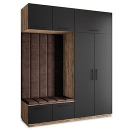 GARDEROBENSCHRANK REMA 200/240/60 cm Modern Garderobe-Set Eiche Lefkas