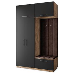 GARDEROBENSCHRANK REMA 150/240/60 cm Modern Garderobe-Set Eiche Lefkas