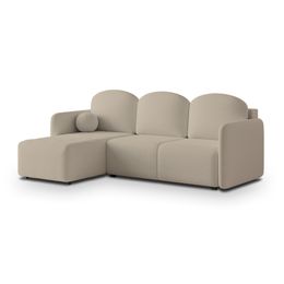 ECKSOFA SUVINO Beige Boucle-Stoff mit Schlaffunktion