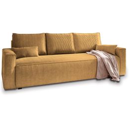 BETTSOFA MENI Gelb Kordstoff mit Schlaffunktion