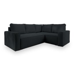 ECKSOFA ESTANO R-S Schwarz Kordstoff mit Schlaffunktion