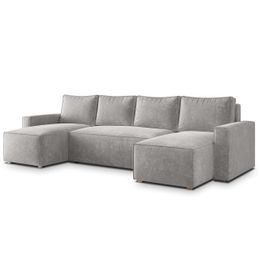 WOHNLANDSCHAFT ASPRA LM Grau Chenille mit Schlaffunktion