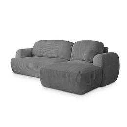 ECKSOFA MODENZA P R-S Grau Kordstoff mit Schlaffunktion