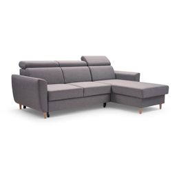 ECKSOFA SAPORE Grau Geflochtener Stoff mit Schlaffunktion