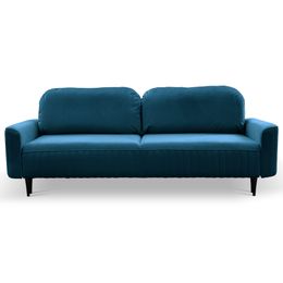 BETTSOFA FILO Blau Velours-Stoff mit Schlaffunktion