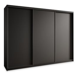SCHWEBET&Uuml;RENSCHRANK NISSE 250/205/60 cm 3-t&uuml;rig mit Schubladen Schwarz
