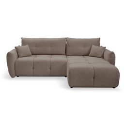 ECKSOFA MODA E Braun Geflochtener Stoff mit Schlaffunktion