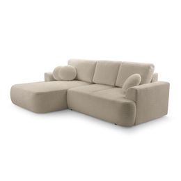 ECKSOFA FILO Beige Boucle-Stoff mit Schlaffunktion