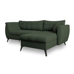 ECKSOFA MOLLIS Gr&uuml;n Geflochtener-Stoff mit Schlaffunktion