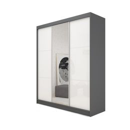 SCHWEBET&Uuml;RENSCHRANK VITALE 180/216/61 cm 3-t&uuml;rig mit Spiegel Grau