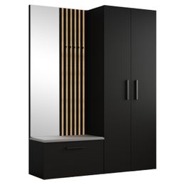 GARDEROBENSCHRANK MODULO 160,6/204/40 cm Modern Garderobe-Set Schwarz