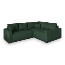 ECKSOFA ERONIS R-S Gr&uuml;n Kordstoff mit Schlaffunktion