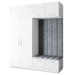 GARDEROBENSCHRANK REMA 200/240/60 cm Modern Garderobe-Set Wei&szlig;